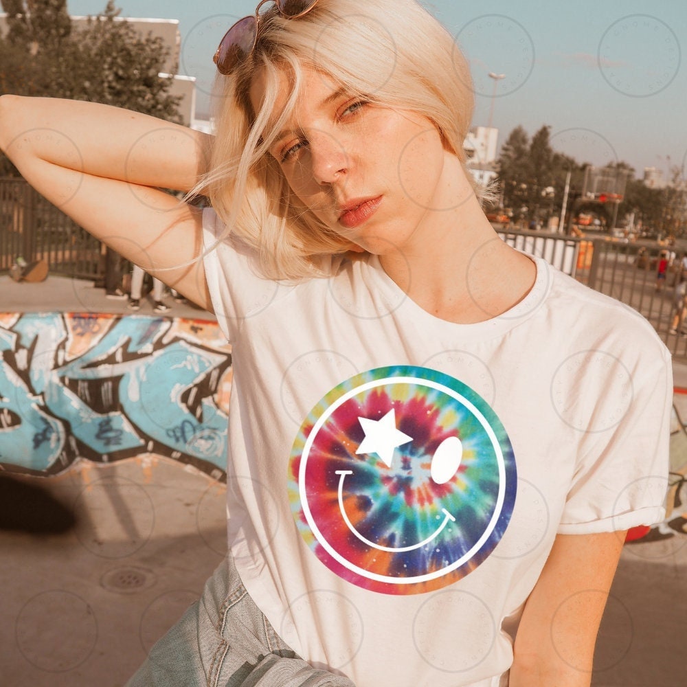 Tie Dye Smiley Face PNG JPG PDF Retro Smiley Png Rainbow | Etsy