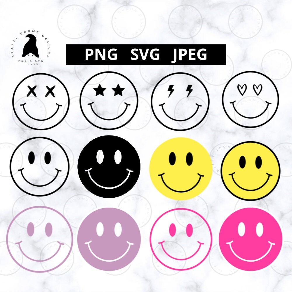 Smiley Face SVG PNG JPEG Bundle Smiley Svg Happy Face Svg - Etsy