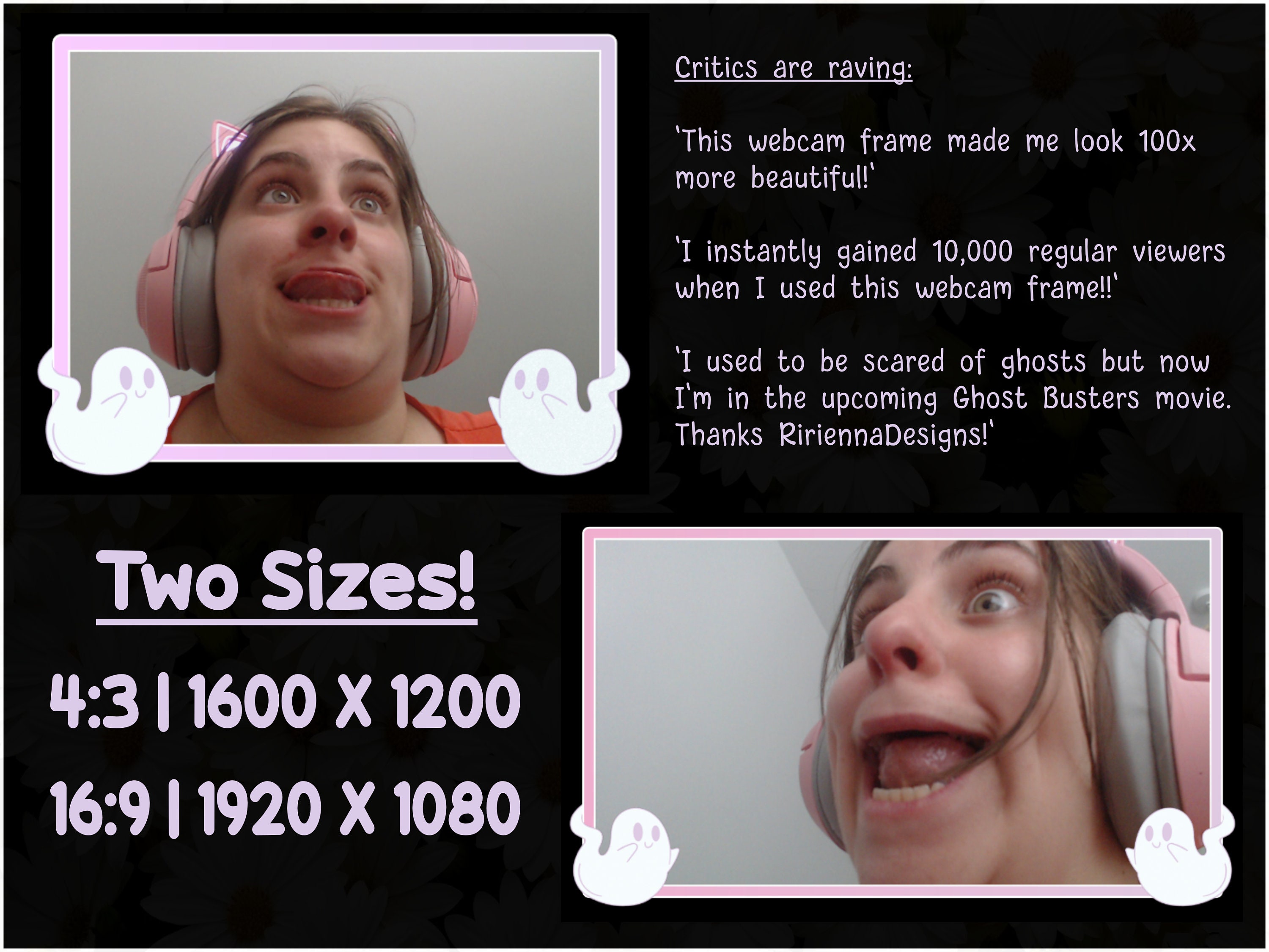 Pastel Pink Ghost Webcam Frame Goth Camera Overlay Cute Twitch Graphics ...