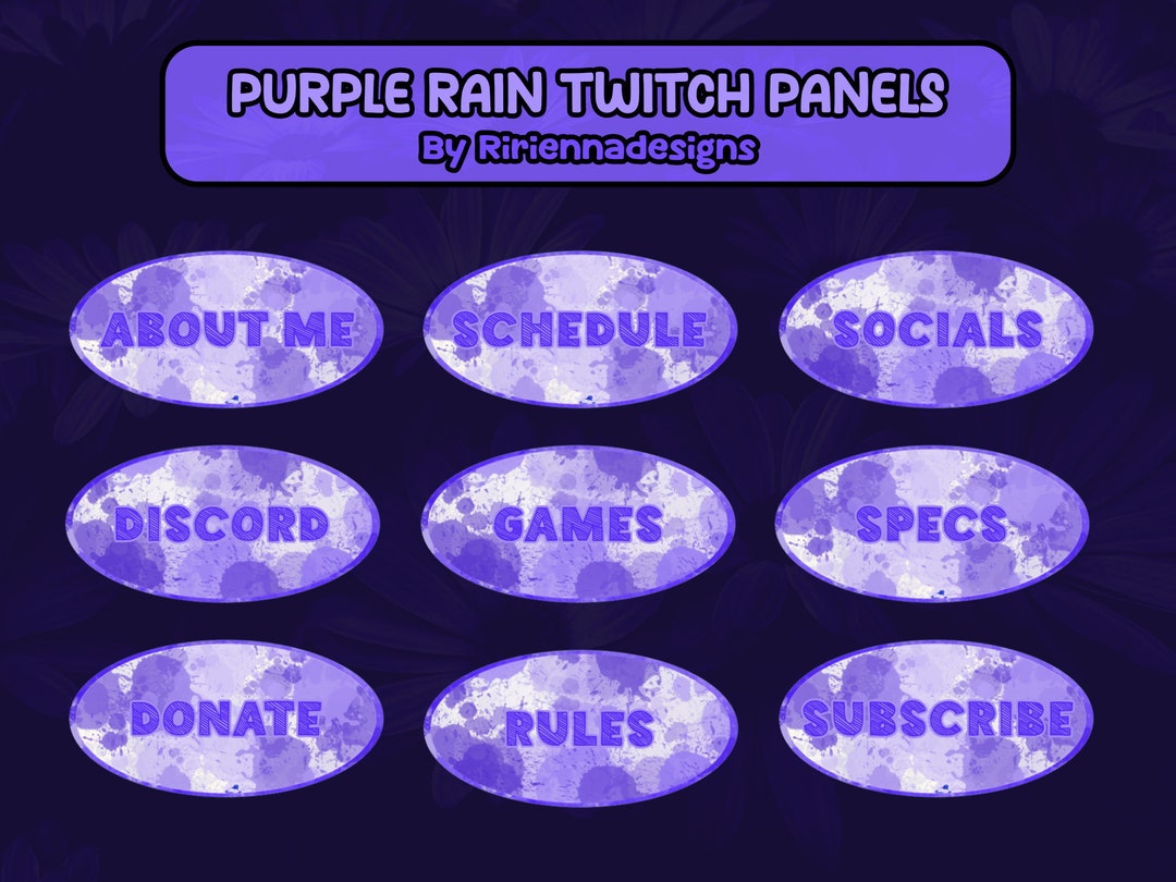 Purple Pastel Splash Rain Twitch Panels Panels for Streamers Cute ...