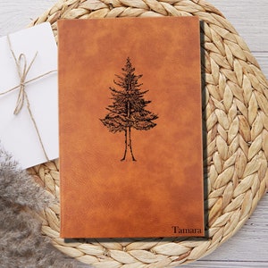 Personalized Evergreen Tree Notebook Journal | Unique Leatherette Cover ...