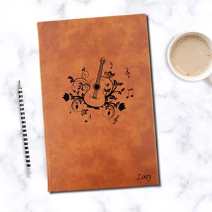Personalized Guitar Music Notes Notebook Journal | Unique Leatherette ...