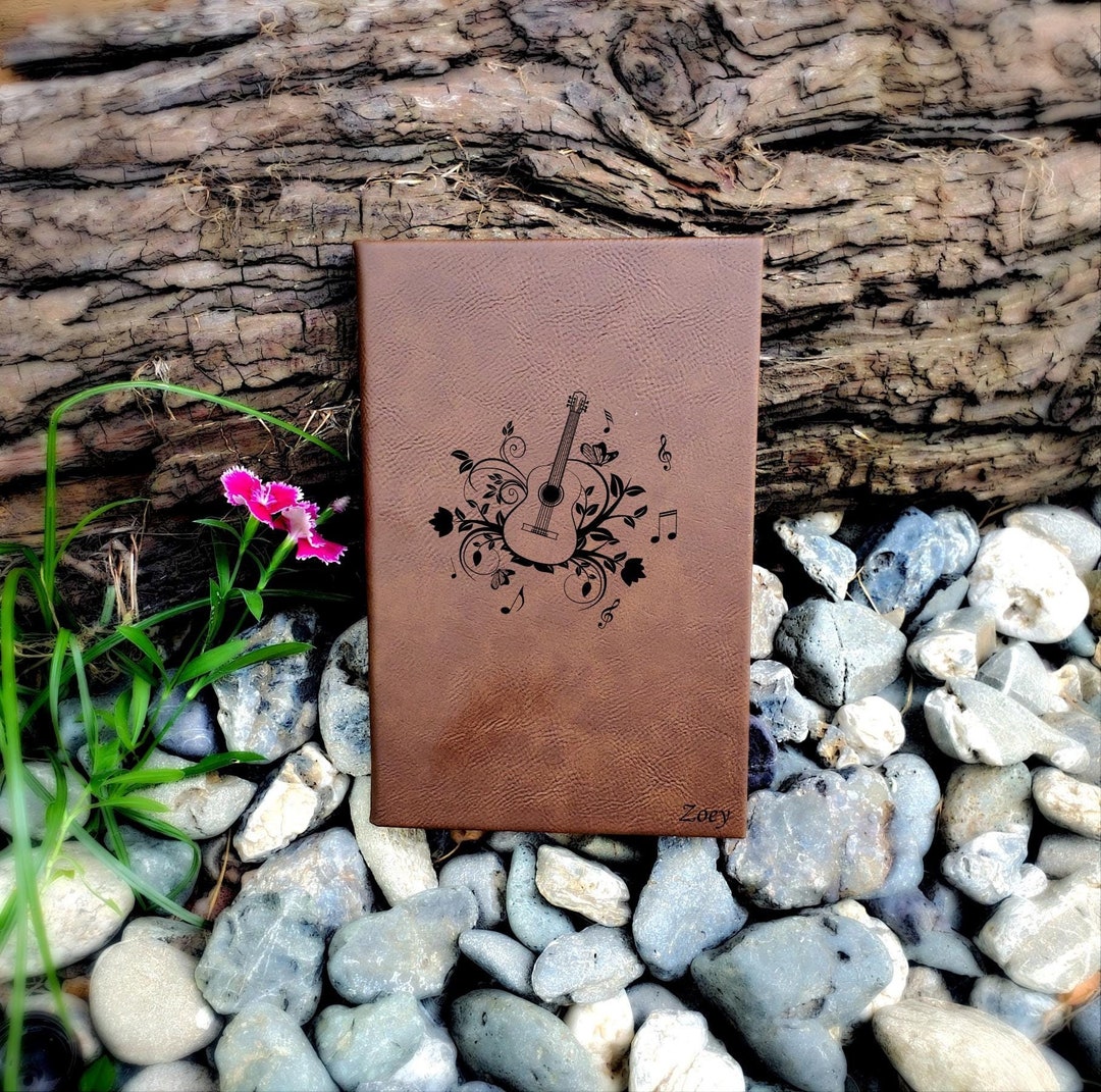 Personalized Guitar Music Notes Notebook Journal | Unique Leatherette ...