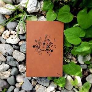 Personalized Guitar Music Notes Notebook Journal | Unique Leatherette ...