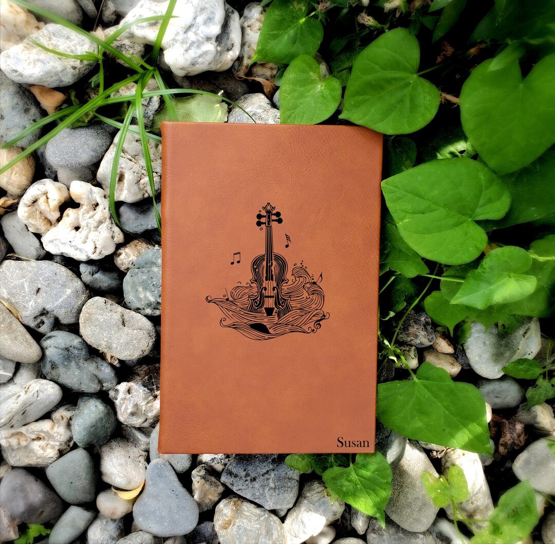 Personalized Violin Music Notes Notebook Journal | Unique Leatherette ...
