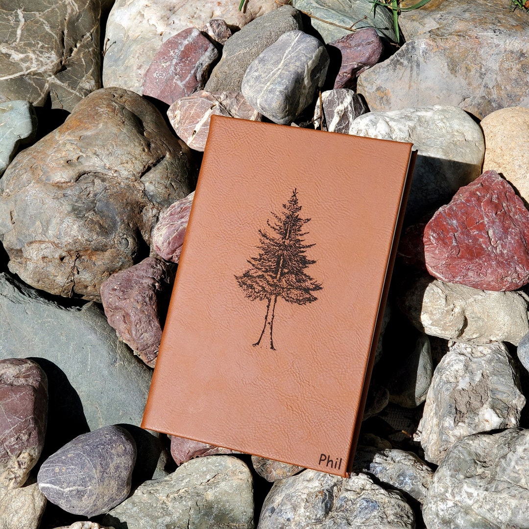 Personalized Evergreen Tree Notebook Journal | Unique Leatherette Cover ...