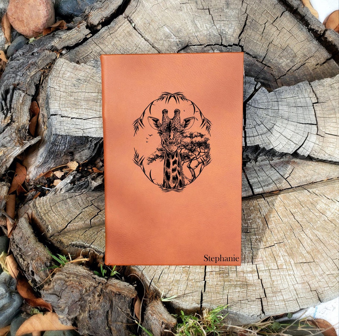 Personalized Giraffe Journal | Unique Leatherette Cover With Lined ...