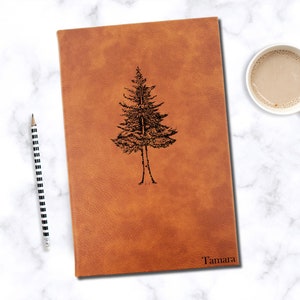 Personalized Evergreen Tree Notebook Journal | Unique Leatherette Cover ...