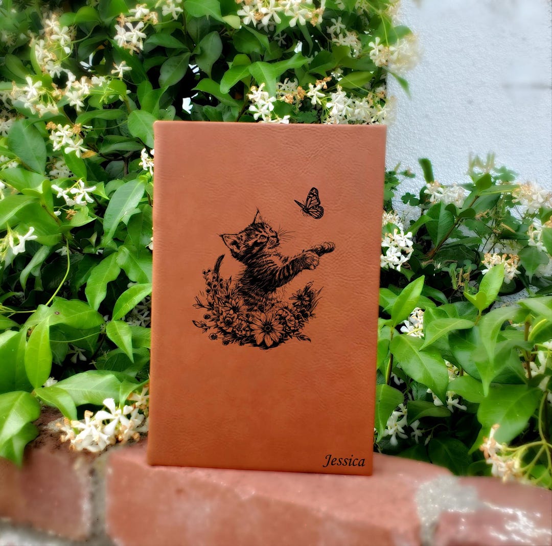 Personalized Cute Kitten Journal | Unique Leatherette Cover With Lined ...