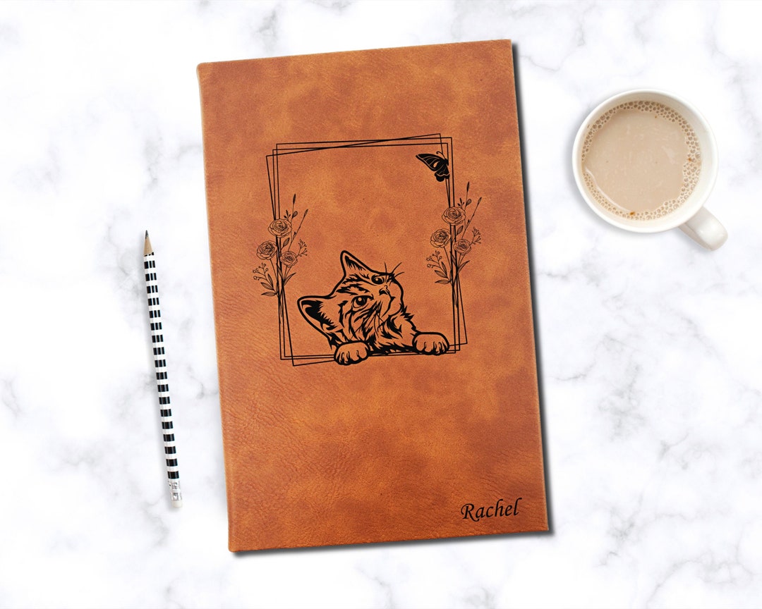 Personalized Cute Cat Journal Unique Leatherette Cover With Lined Pages ...