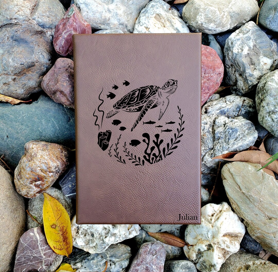 Personalized Sea Turtle Ocean Journal | Unique Leatherette Cover With ...