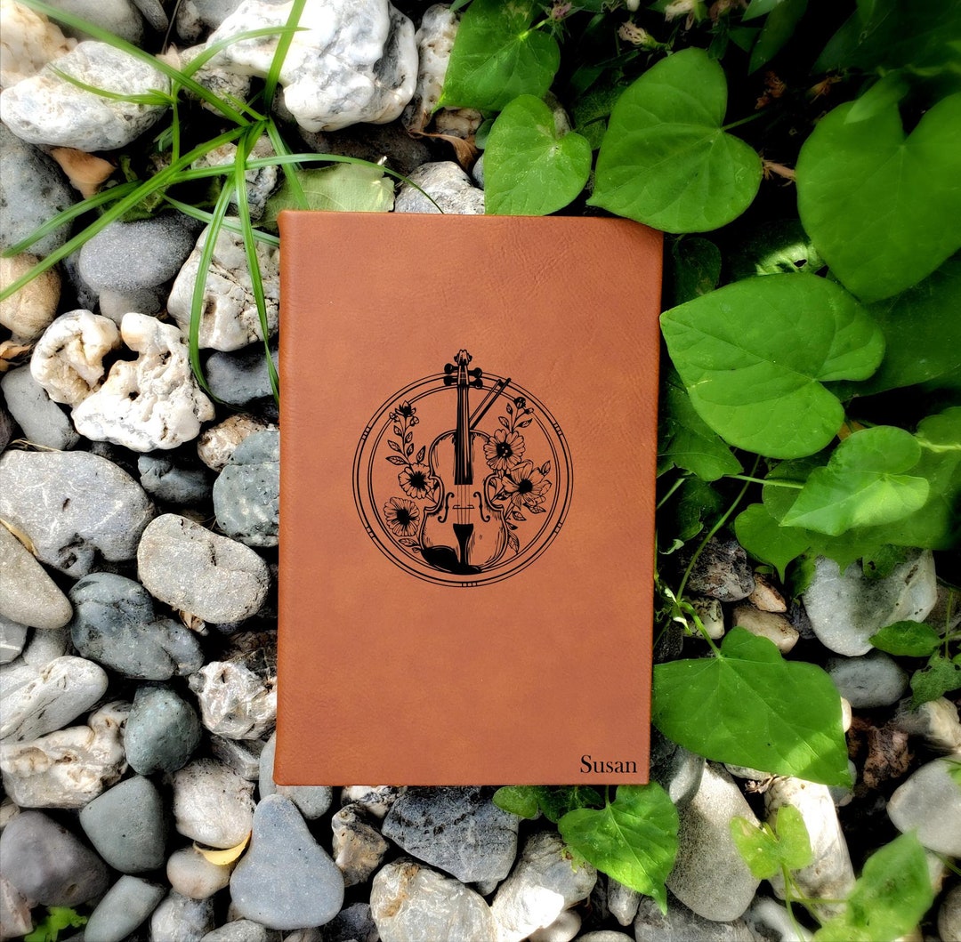 Personalized Violin Music Notes Notebook Journal | Unique Leatherette ...