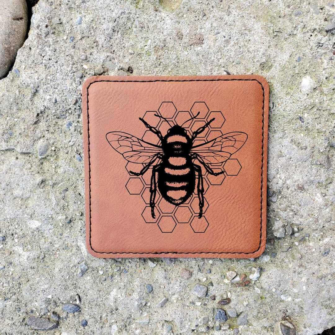 Set of 4 Honey Bee Coasters | Unique Apiary Leatherette Beekeeper Gift ...