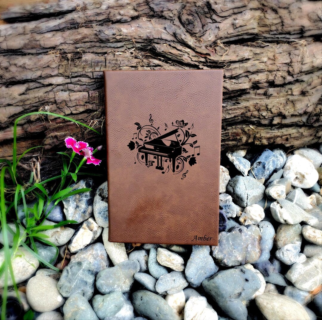 Personalized Piano Music Notes Notebook Journal | Unique Leatherette ...
