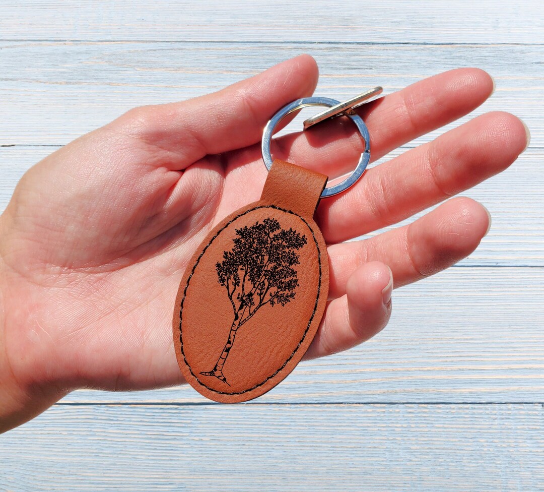 Personalized Birch Tree Keychain • Custom Nature Forest Trees Keyring ...