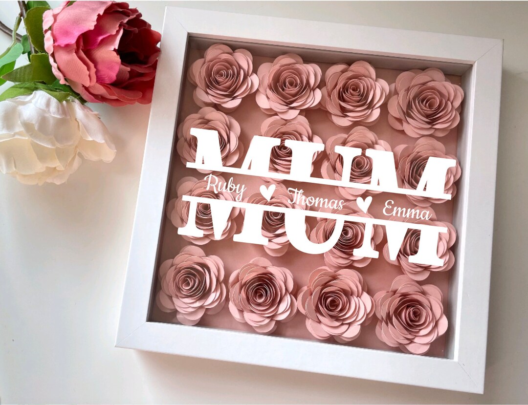 Personalised Mum Frame, Paper Flowers Frame, Hand Roller Paper Flower ...
