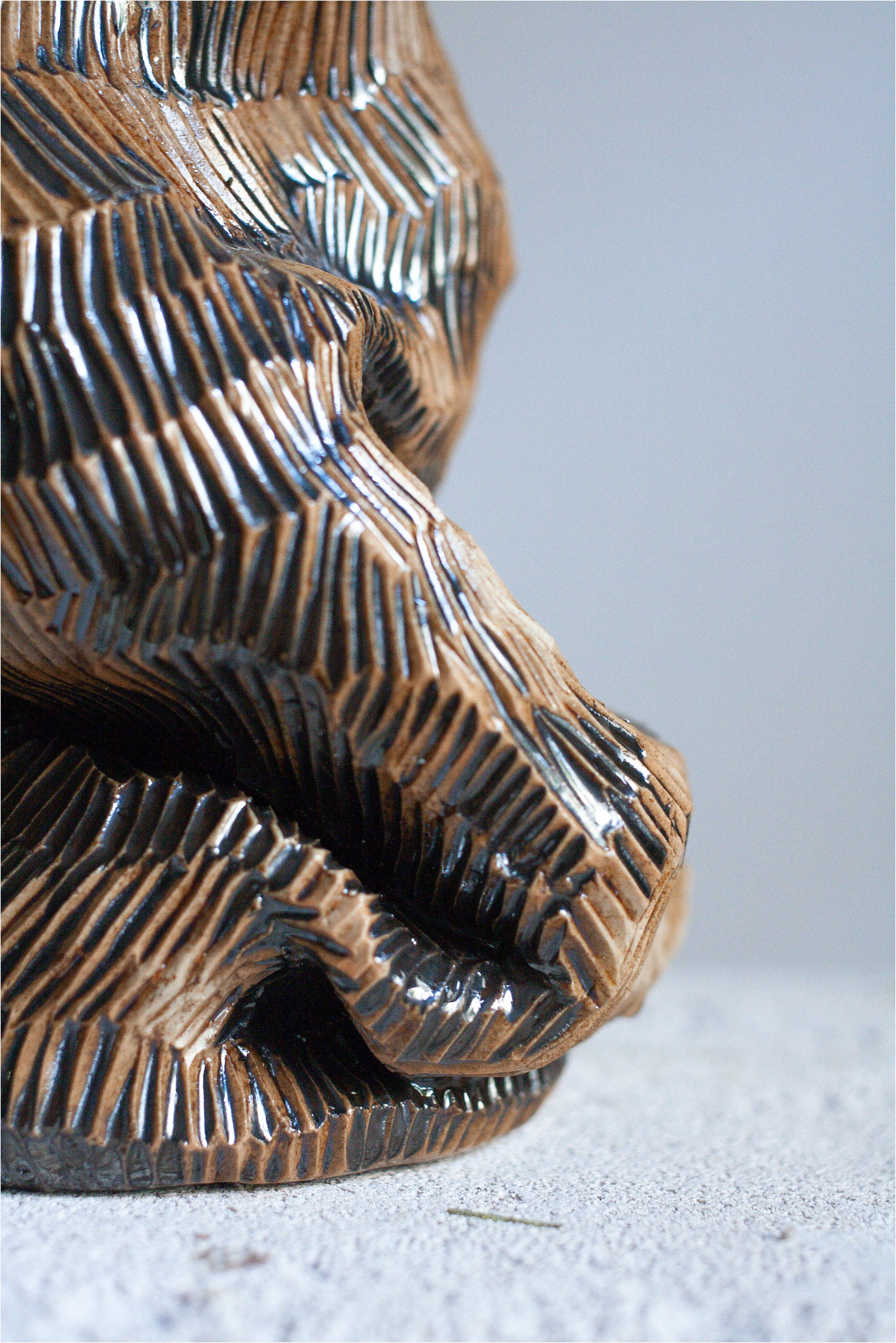 Stoneware Ceramic Carved Folded Vase - Etsy