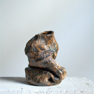 Stoneware Ceramic Carved Folded Vase - Etsy