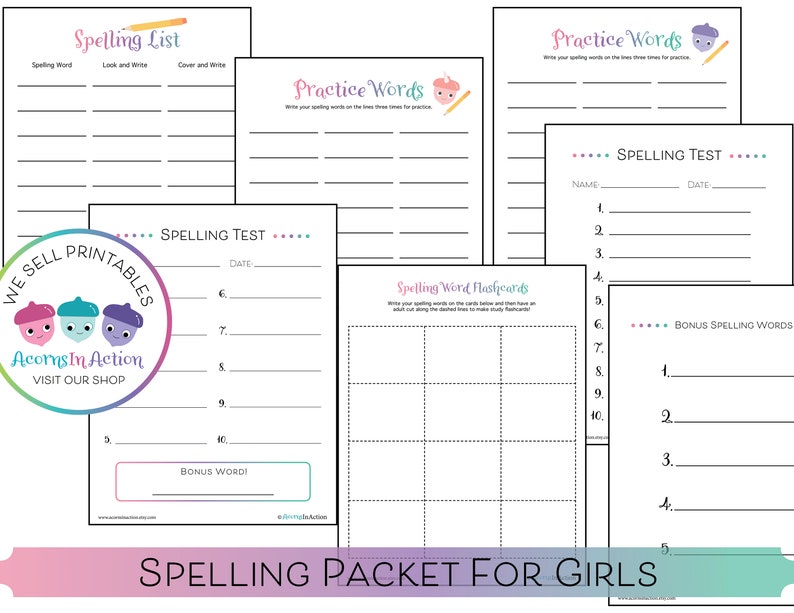 Spelling Test Template | Spelling List Template | Spelling Packet for ...