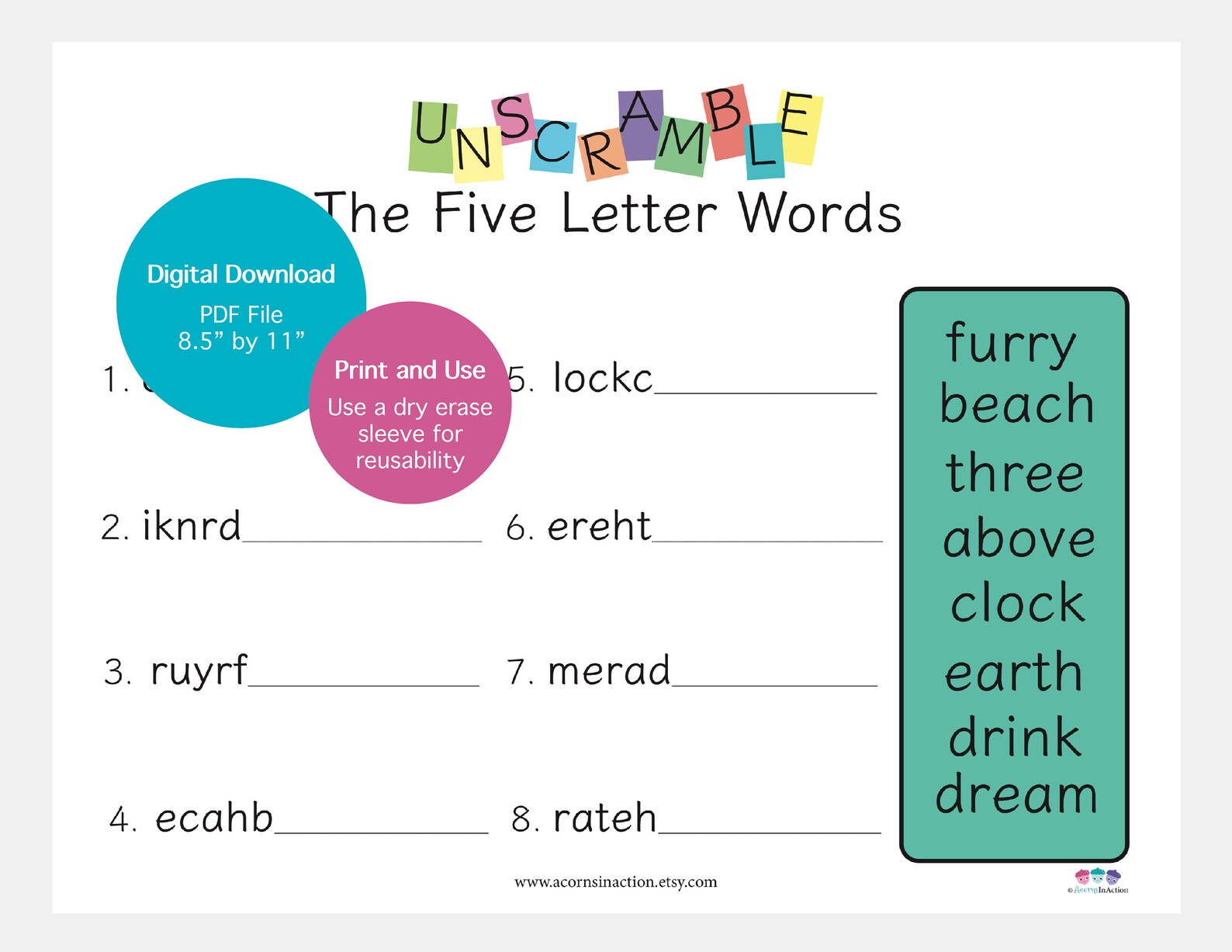Spelling Worksheets | Word Unscramble Worksheets | Reading Worksheets ...