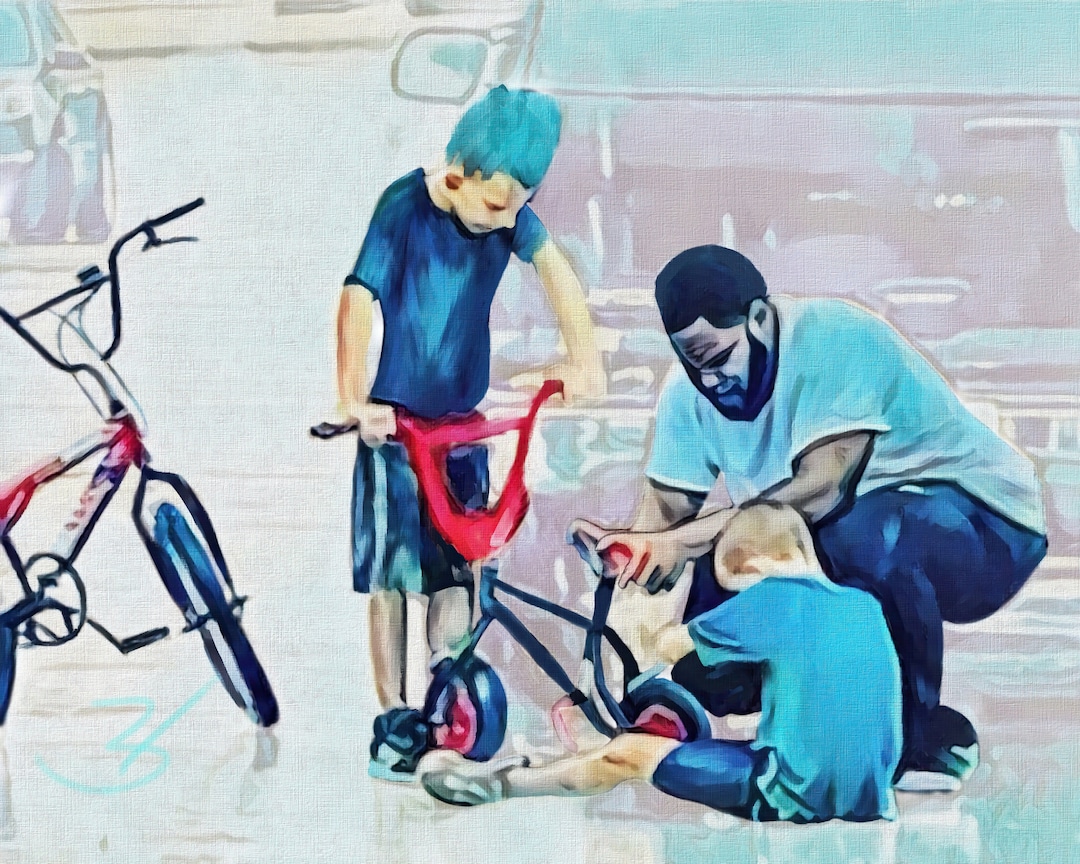 Charming Original Children's Wall Art: Boys on Bikes Canvas Print - Etsy