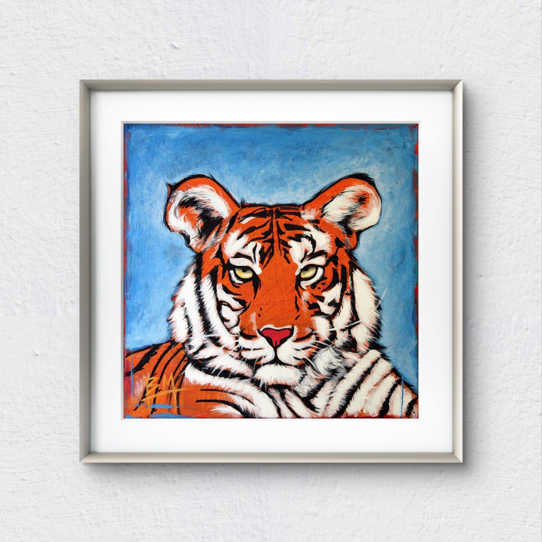 Blue Tigress (unique Original Painting, Acrylic, Canvas, Animal ...