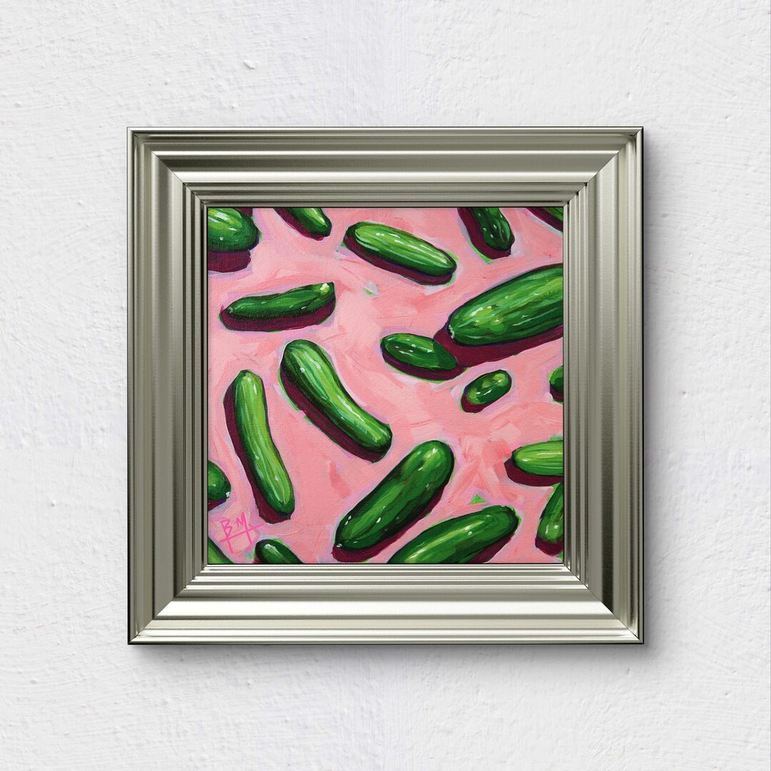 Pink & Pickles unique Original Painting, Acrylic, Canvas, Pickles, Pink ...