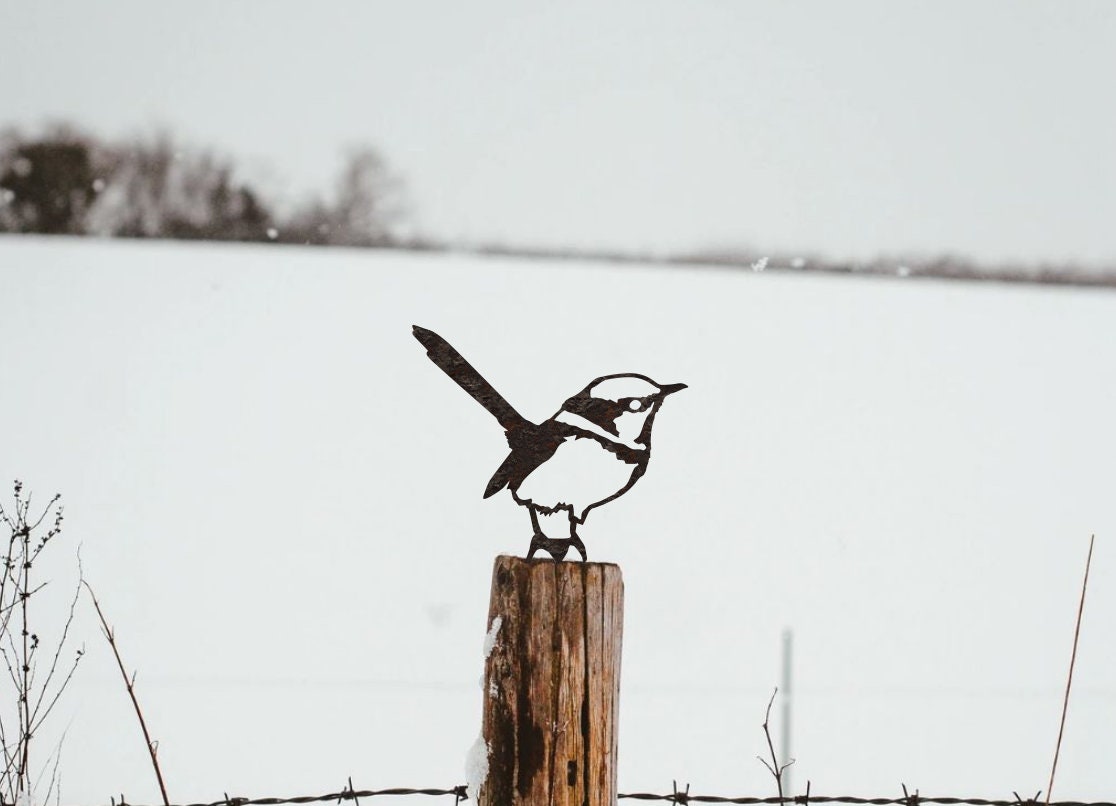 Baby Wren Fence Post Topper — MetalGardenArt.co.uk