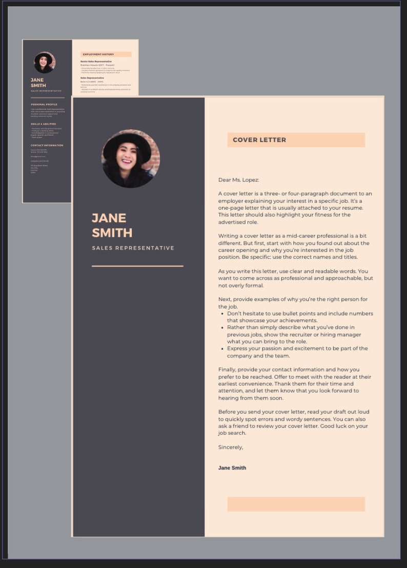 Resume Template, C.V Template With Cover Letter Template - Etsy