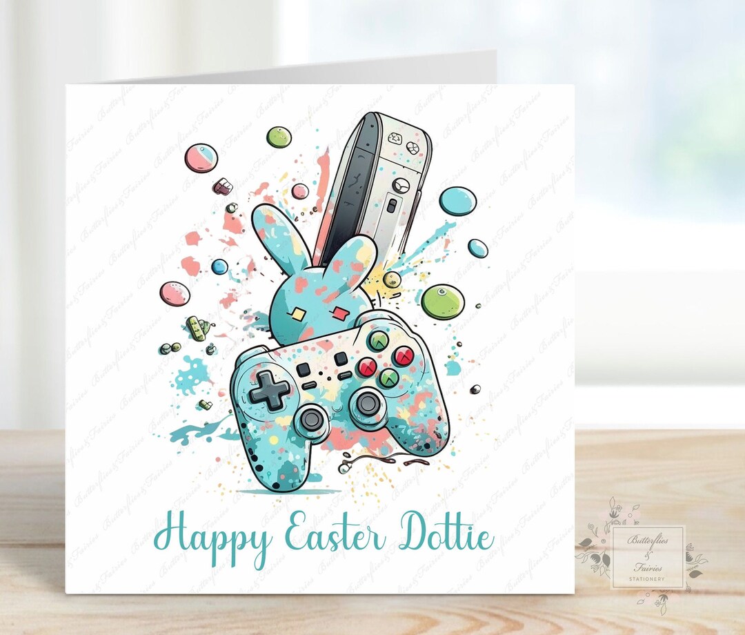 Personalised Easter Card, Easter Bunny Card, Gamer Card, Gaming Easter ...