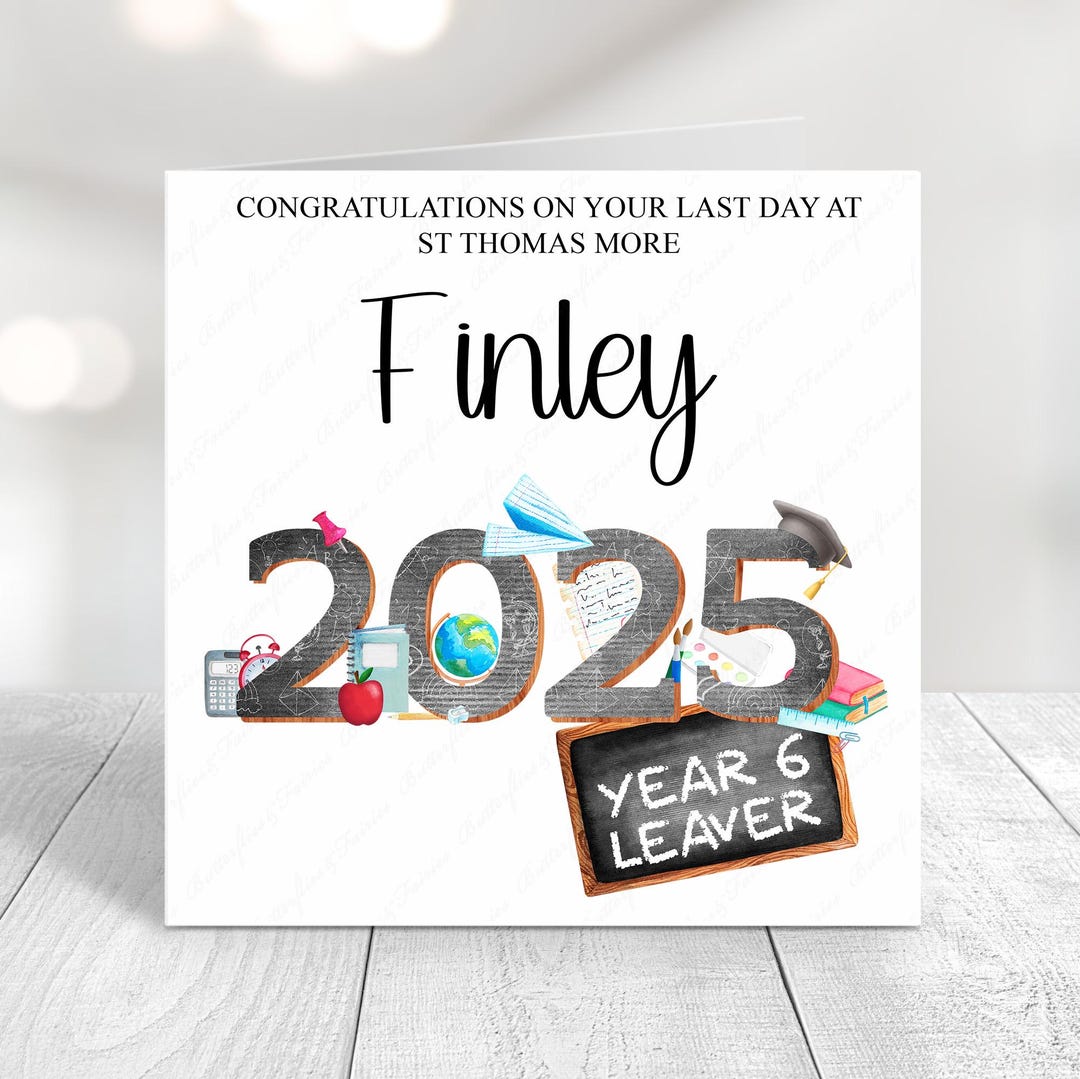 Personalised Year 6 Leavers Card: End of School Graduation Keepsake ...