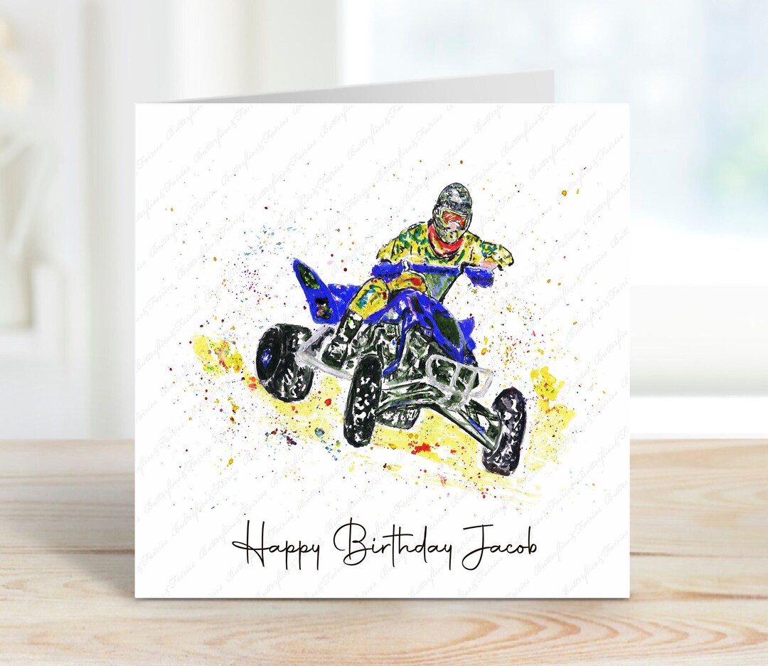 Personalised Birthday Card, Quad Bike Birthday Card, Happy Birthday ...