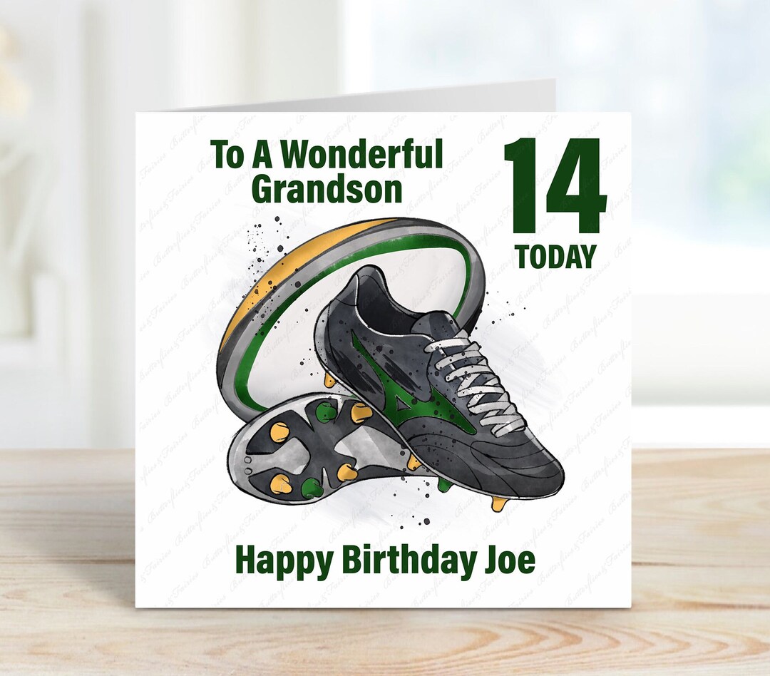 Personalised Rugby Birthday Card, Rugby Card for Son, Birthday Card for ...