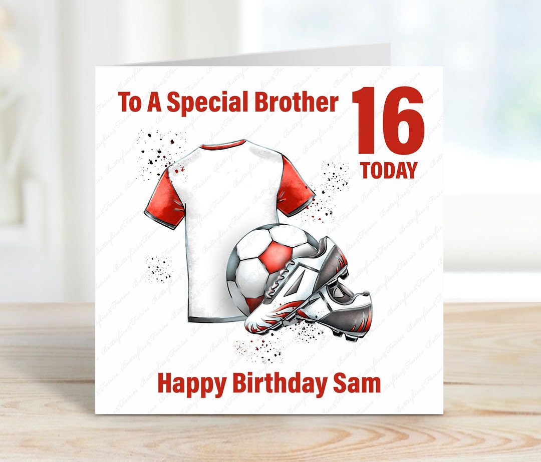 Personalised Football Birthday Card, Footballer Card for Son, Soccer ...