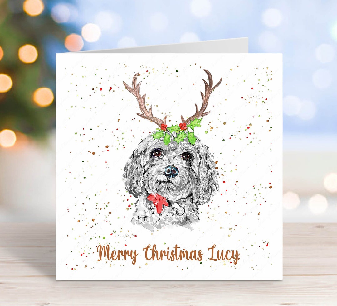 Adorable Cavapoo Christmas Card, Personalised Cavapoo Christmas Card ...