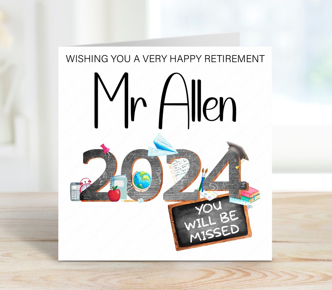 Personalised Teacher Retirement Card, Happy Retirement Card, Good Luck ...