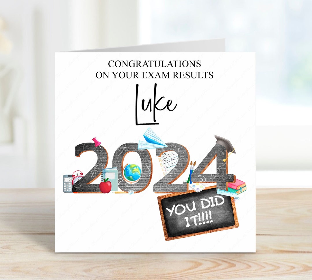 Personalised Exam Results Card, GCSE Congratulations Card, A Level ...