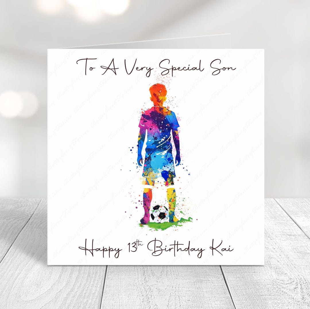 Personalised Footballer Birthday Card for A Boy, Football Card for Son ...