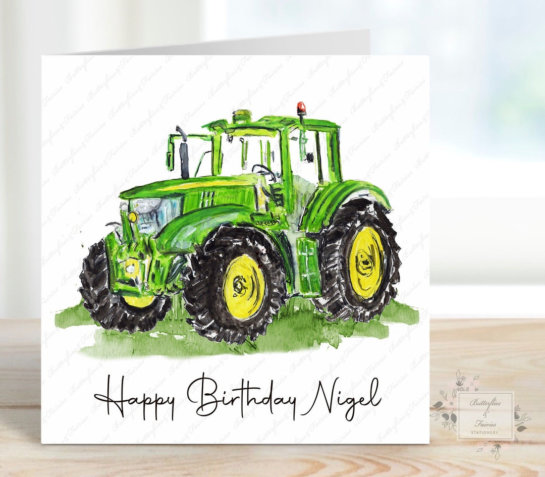 Personalised Tractor Birthday Card: Handmade Name Card - Etsy
