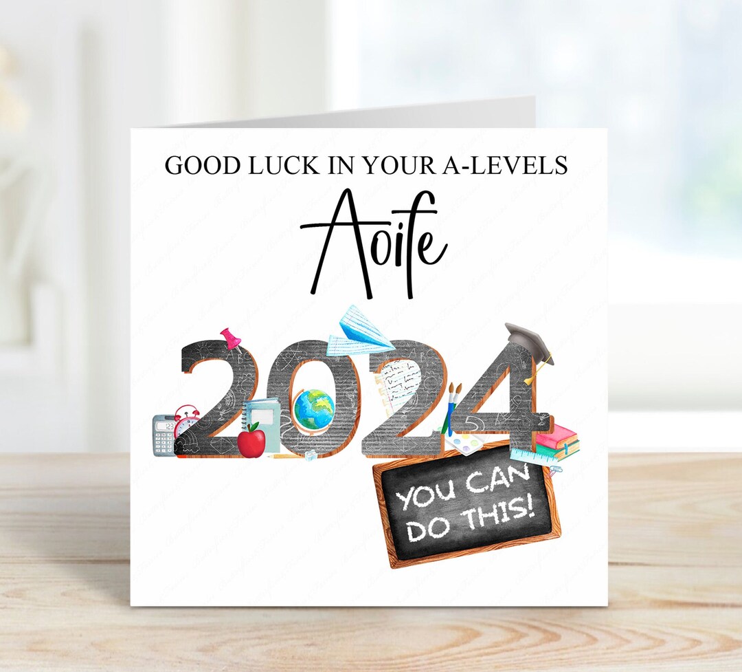 Personalised Good Luck in Your A-levels Card, Good Luck in Your Exams ...