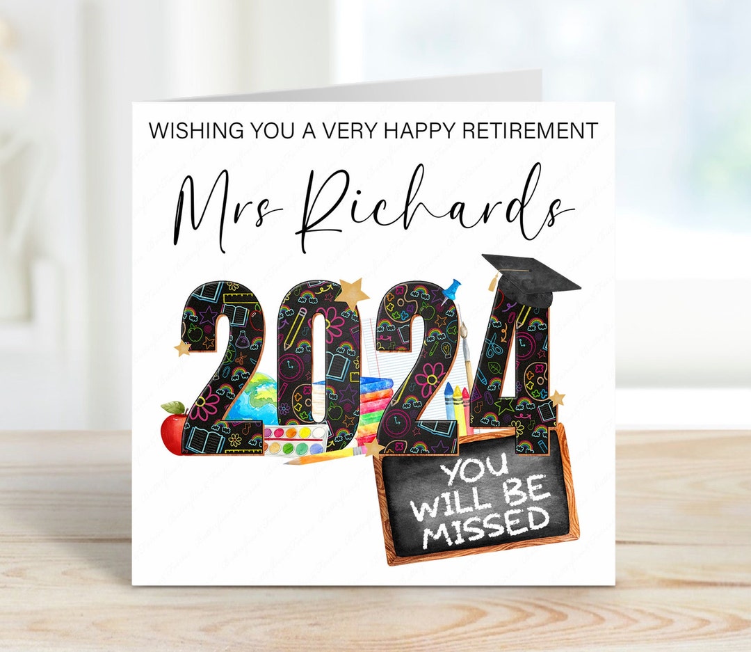 Personalised Teacher Retirement Card, Happy Retirement Card, Good Luck ...