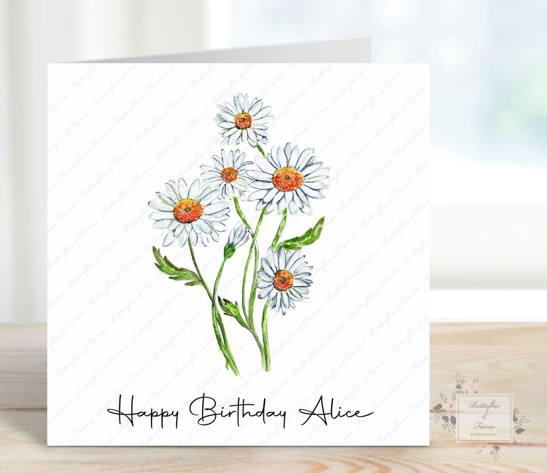Daisy Birthday Card, Floral Birthday Card, Personalised Daisies ...