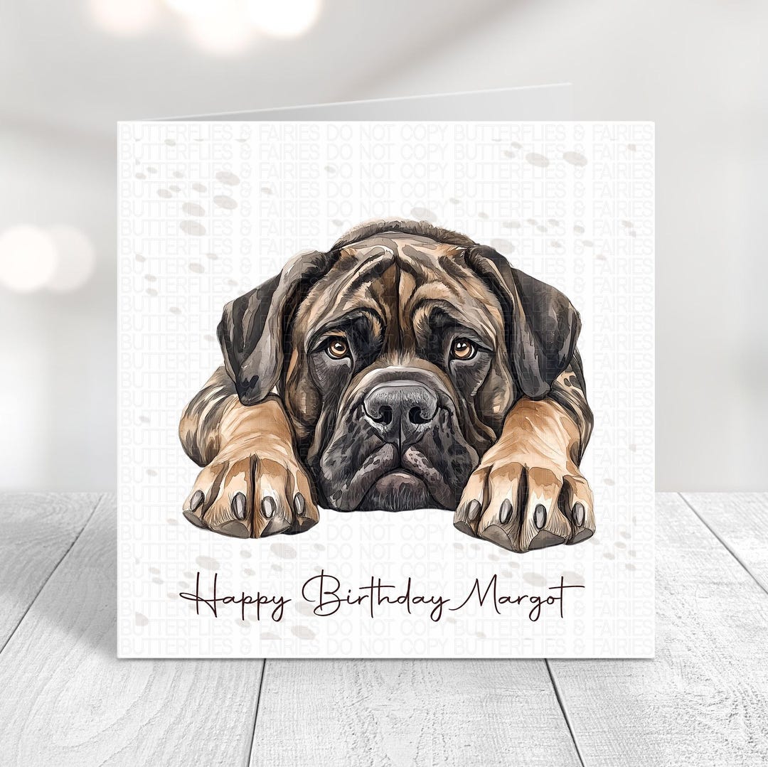 Personalised Bull Mastiff Birthday Card: Dog Lover Gift, Mother's Day ...