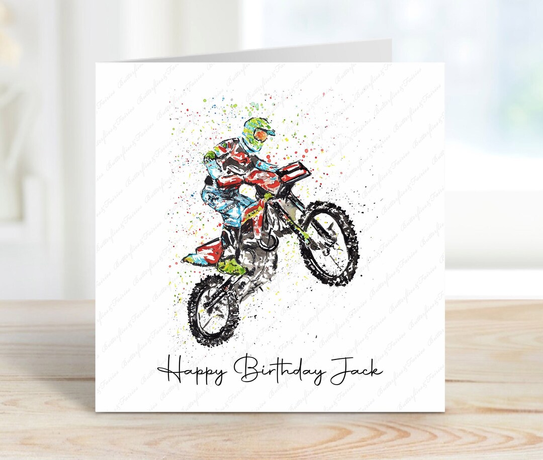 Personalised Birthday Card, Motocross Birthday Card, Happy Birthday ...