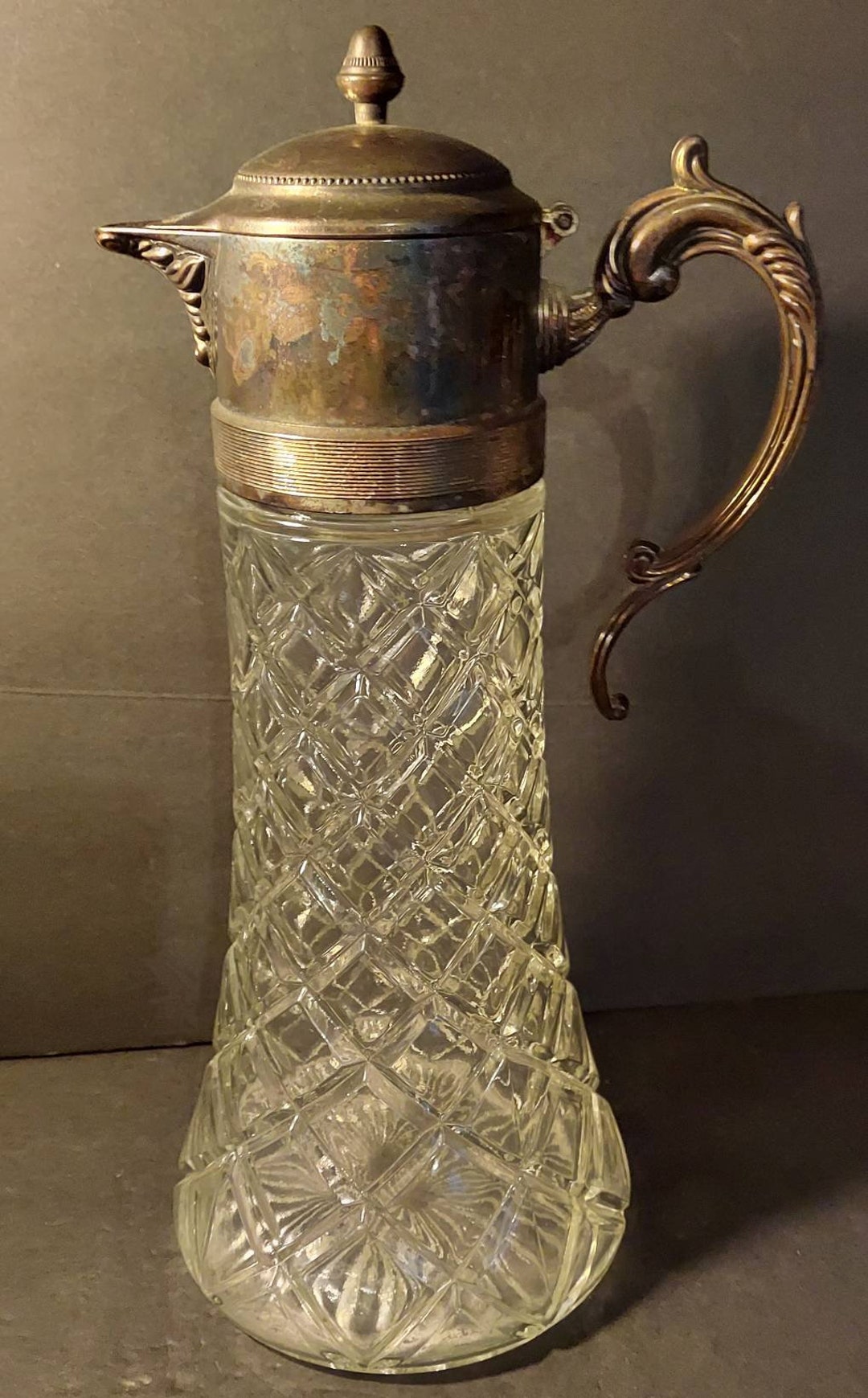 Silverplate Italy EP Zinc Glass Pitcher/decanter - Etsy