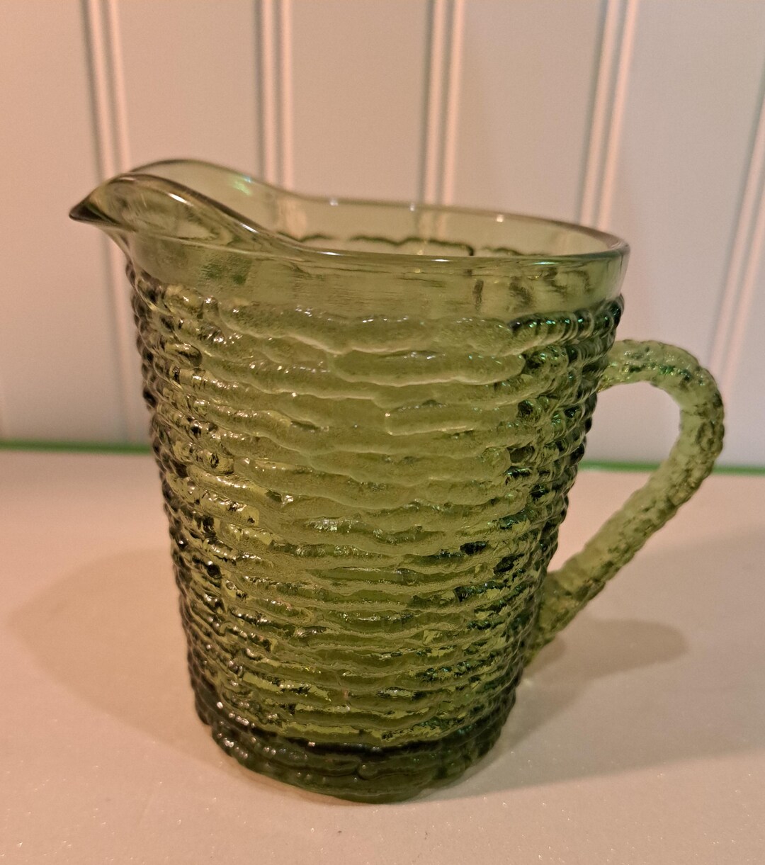 Anchor Hocking Soreno Green Glass Creamer Pitcher - Etsy
