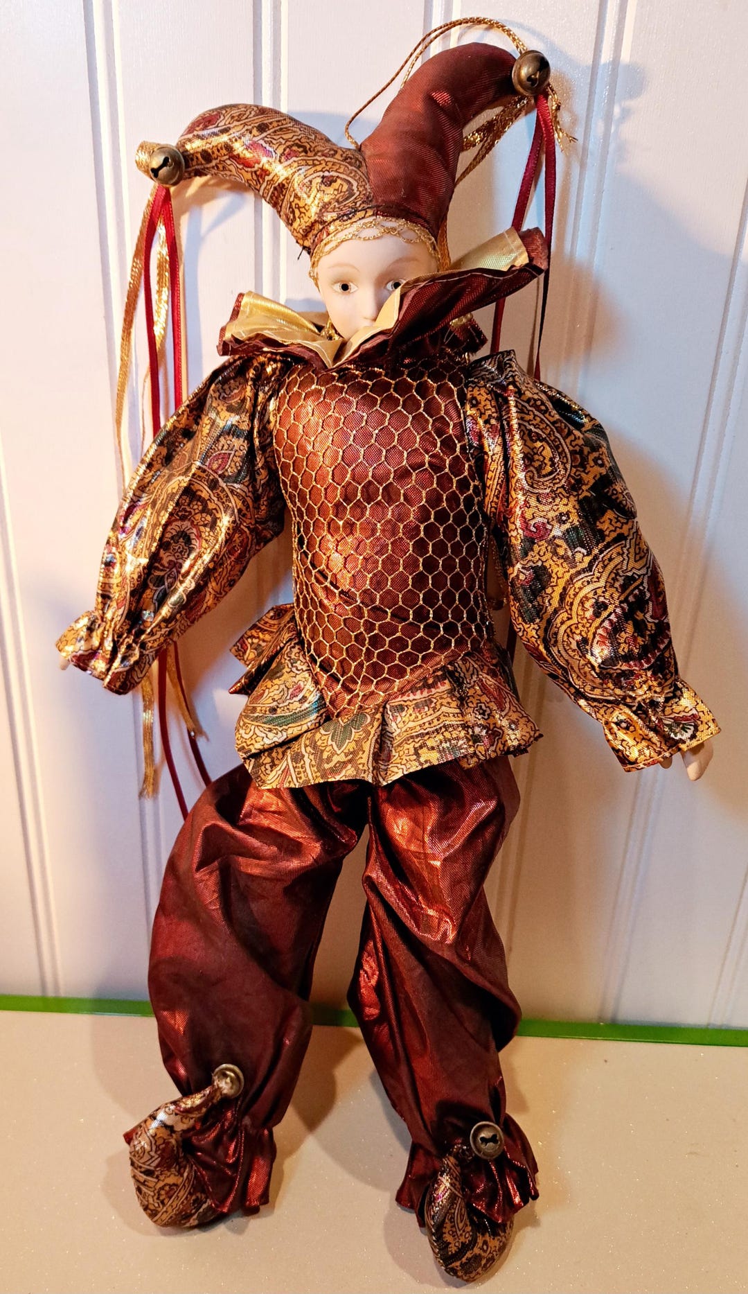 Porcelain Harlequin Mardi Gras Jester Clown Doll - Etsy