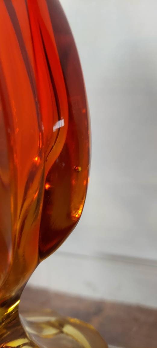 Vintage Amberina Swung Glass Vase - Etsy