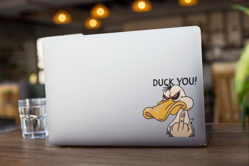 Duck You Sticker, Middle Finger Duck, Funny Animal Stickers, Duck Lover ...