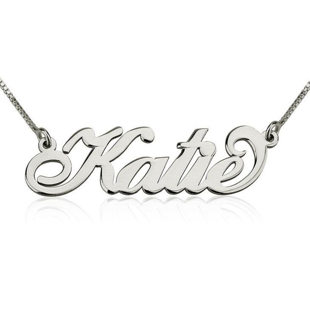Minimal Curvy Script Name Plate Necklace .925 Sterling Silver Sterling ...
